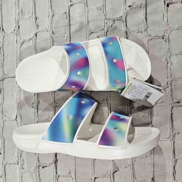 CROCS | Shoes | Crocs Classic Sandals Purple Blue White Solarized ...